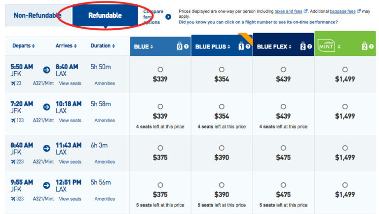 JetBlue Blue Flex Fares Are Cancelable, But NOT Refundable - The ...