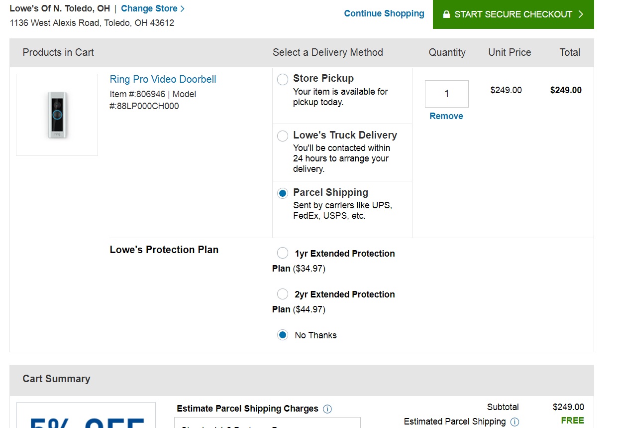11% back at Lowe's (in select areas, shipping possible on some items)