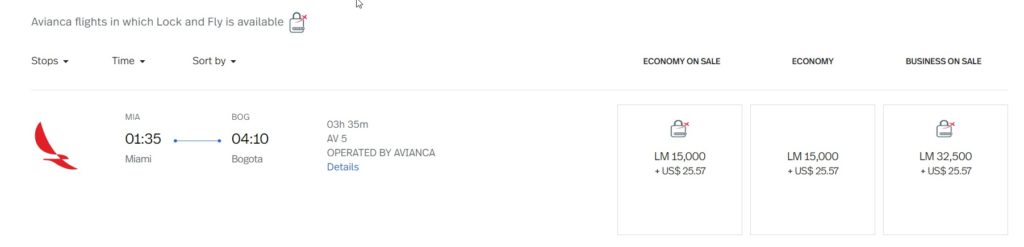 Avianca Lock and Fly: flexibility for a fee