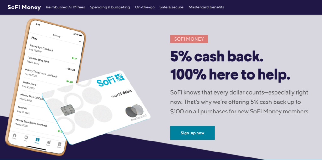 (EXPIRED) New SoFi Money offer: 5% cash back for 60 days (up to $100 back)