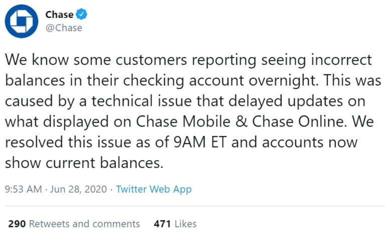 Some Chase Accounts Displayed Wrong Information Overnight - Now Resolved