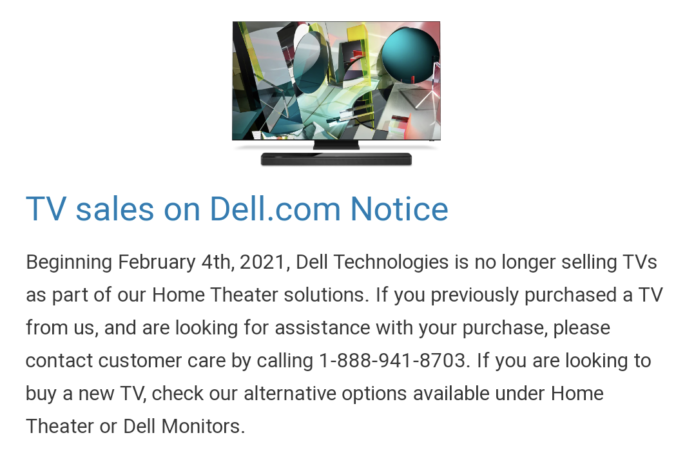 PSA: Dell Is No Longer Selling TVs