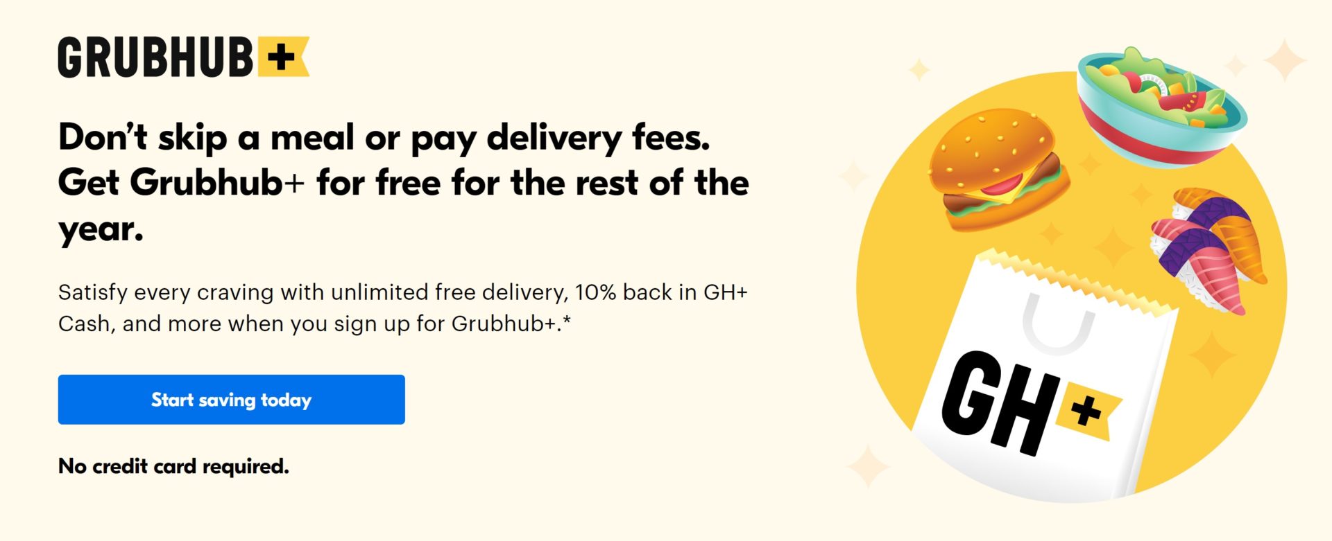 (EXPIRED) Free GrubHub+ through the end of 2021 (select cities, YMMV)