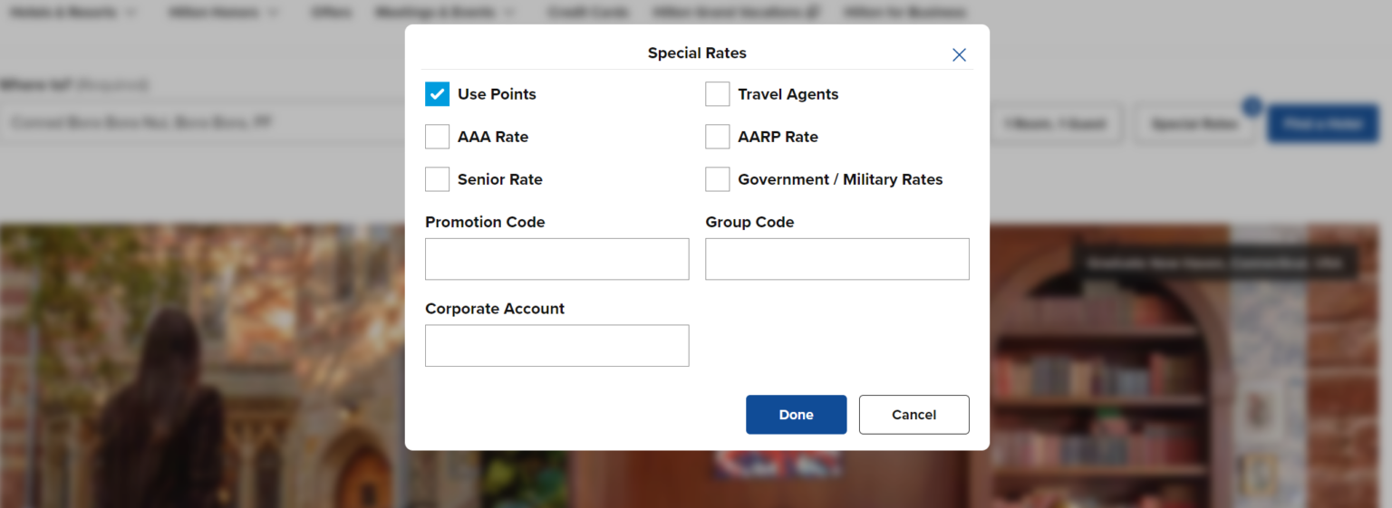 How to find the Hilton flexible date calendar