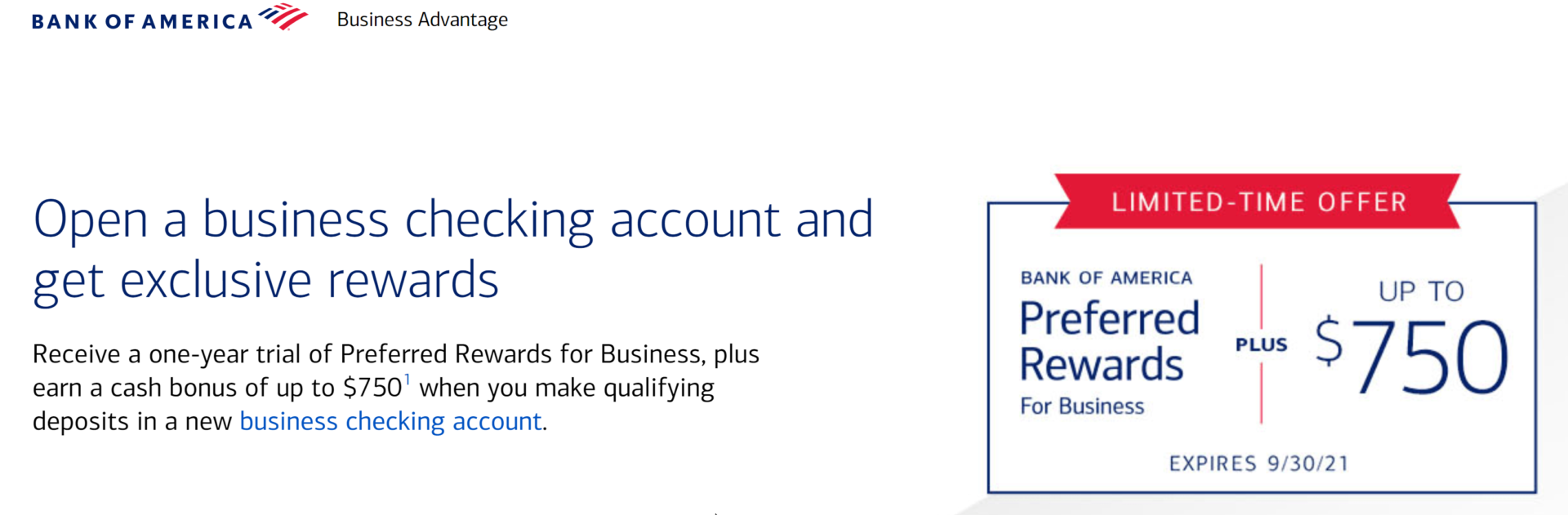 (EXPIRED) Bank of America Business Checking bonuses: up to $750 ...
