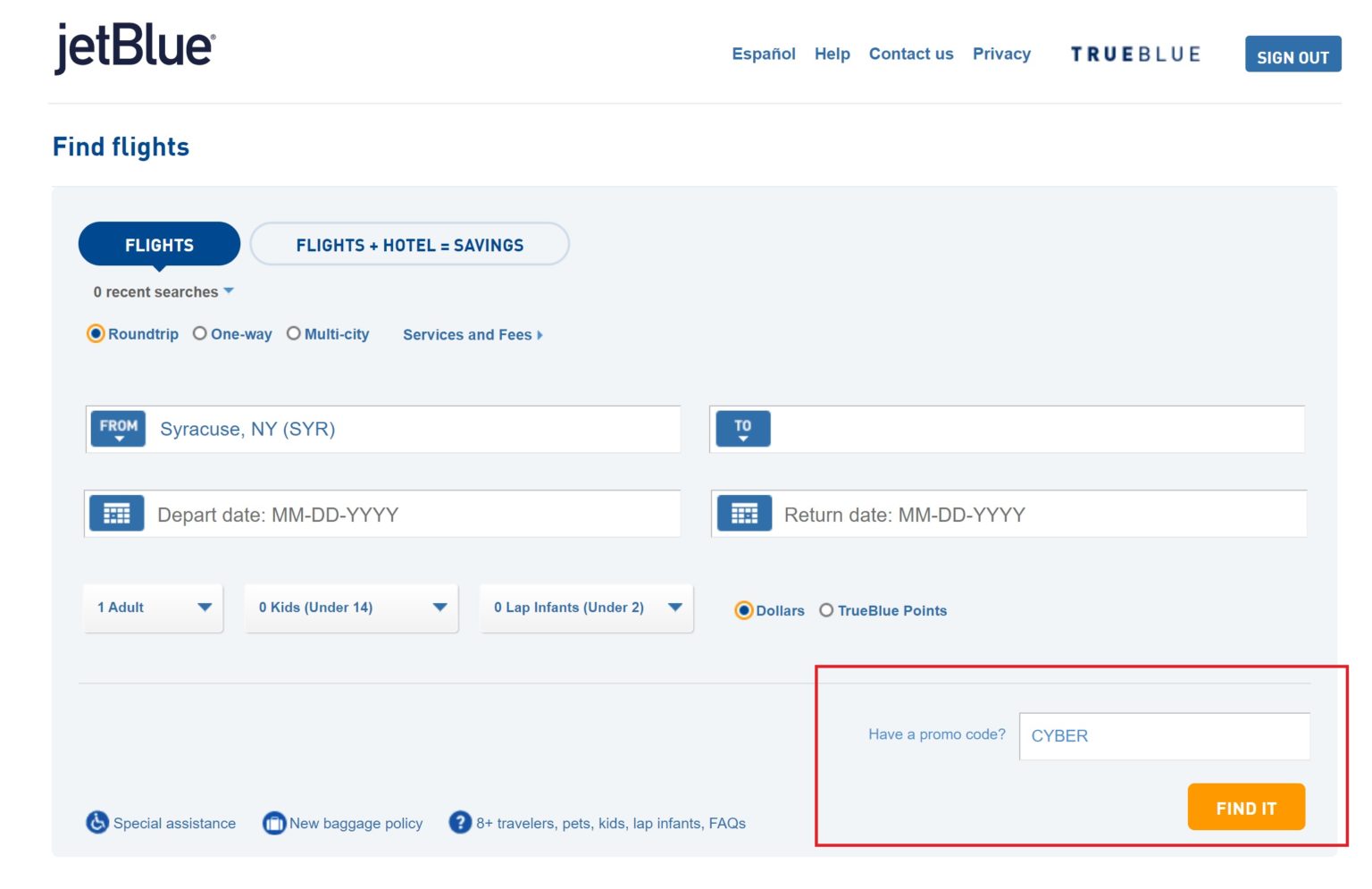 (EXPIRED) JetBlue sale: $50 off $100 or $100 off $200 with code CYBER