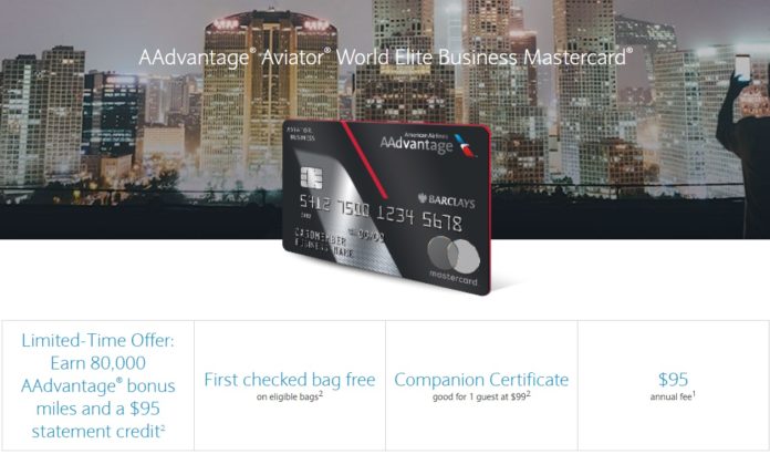AAdvantage Aviator Business Mastercard 80k + $95 Welcome Offer