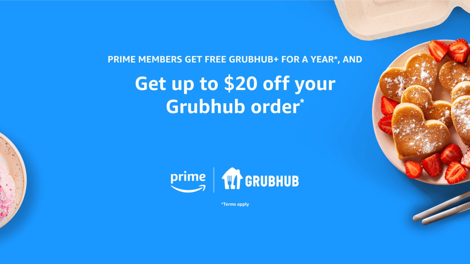 Free year of GrubHub+ with Amazon Prime + 20% off first order