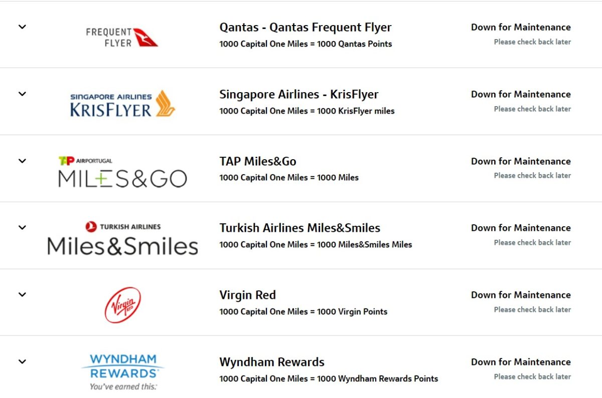 (Update: Working Again) Transfers To Capital One Partners Currently Down