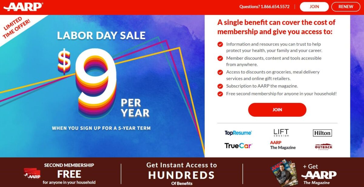 AARP: 5 years of membership for $25 (or free with referral)