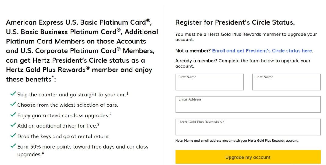 American Express Platinum Card® cardholders can get Hertz President's ...