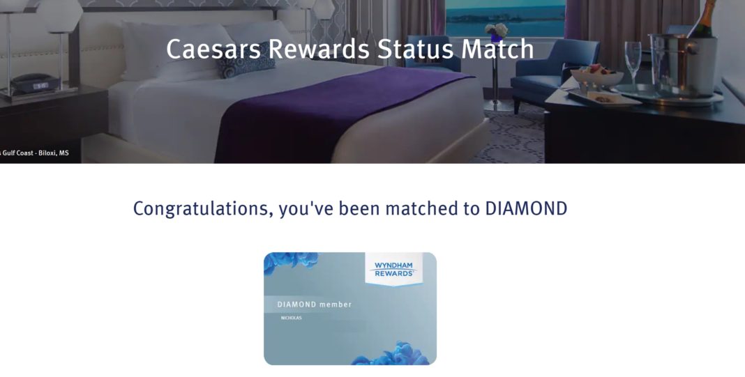 (EXPIRED) Match Caesars Diamond back to Wyndham Diamond