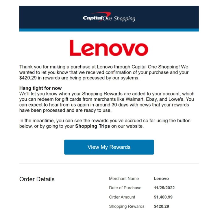 Great service: Success with a Capital One Shopping missing cash back claim