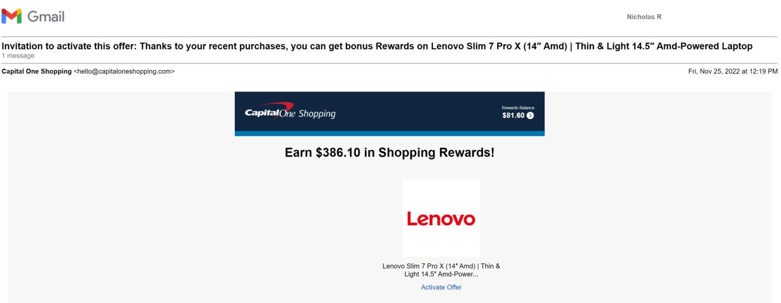 Great service: Success with a Capital One Shopping missing cash back claim