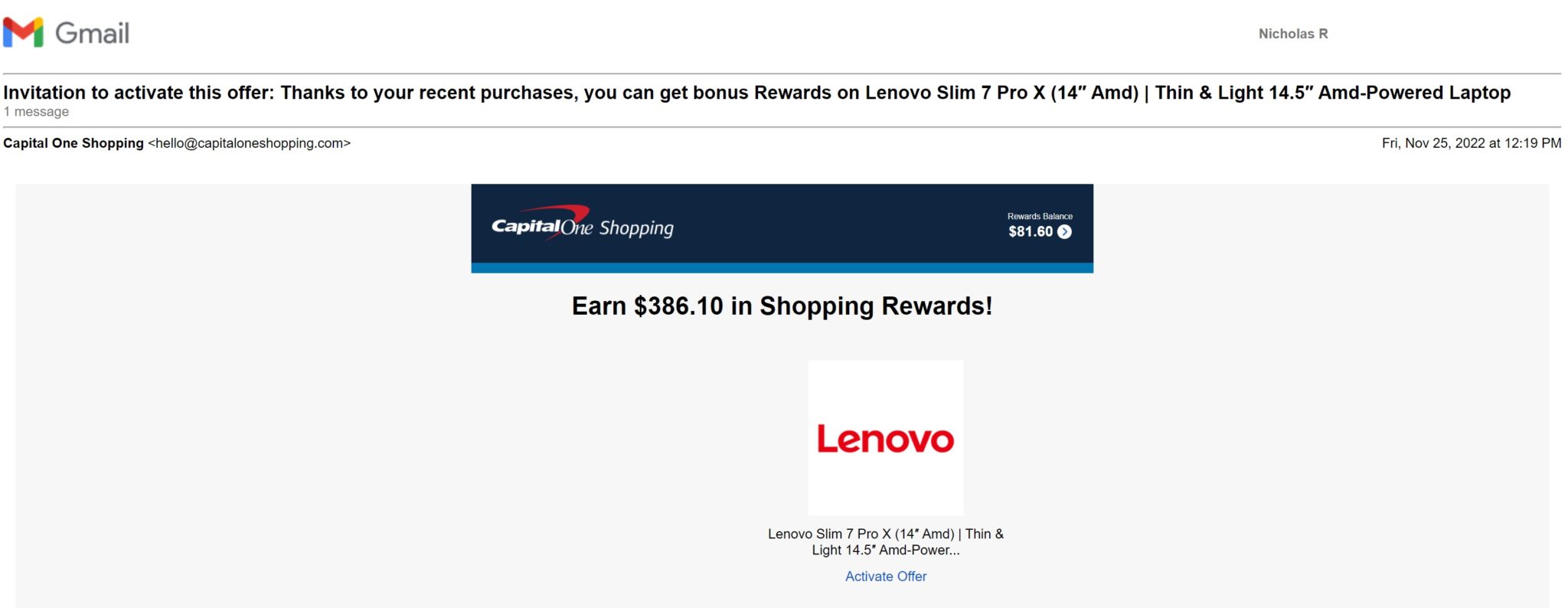Great service: Success with a Capital One Shopping missing cash back claim