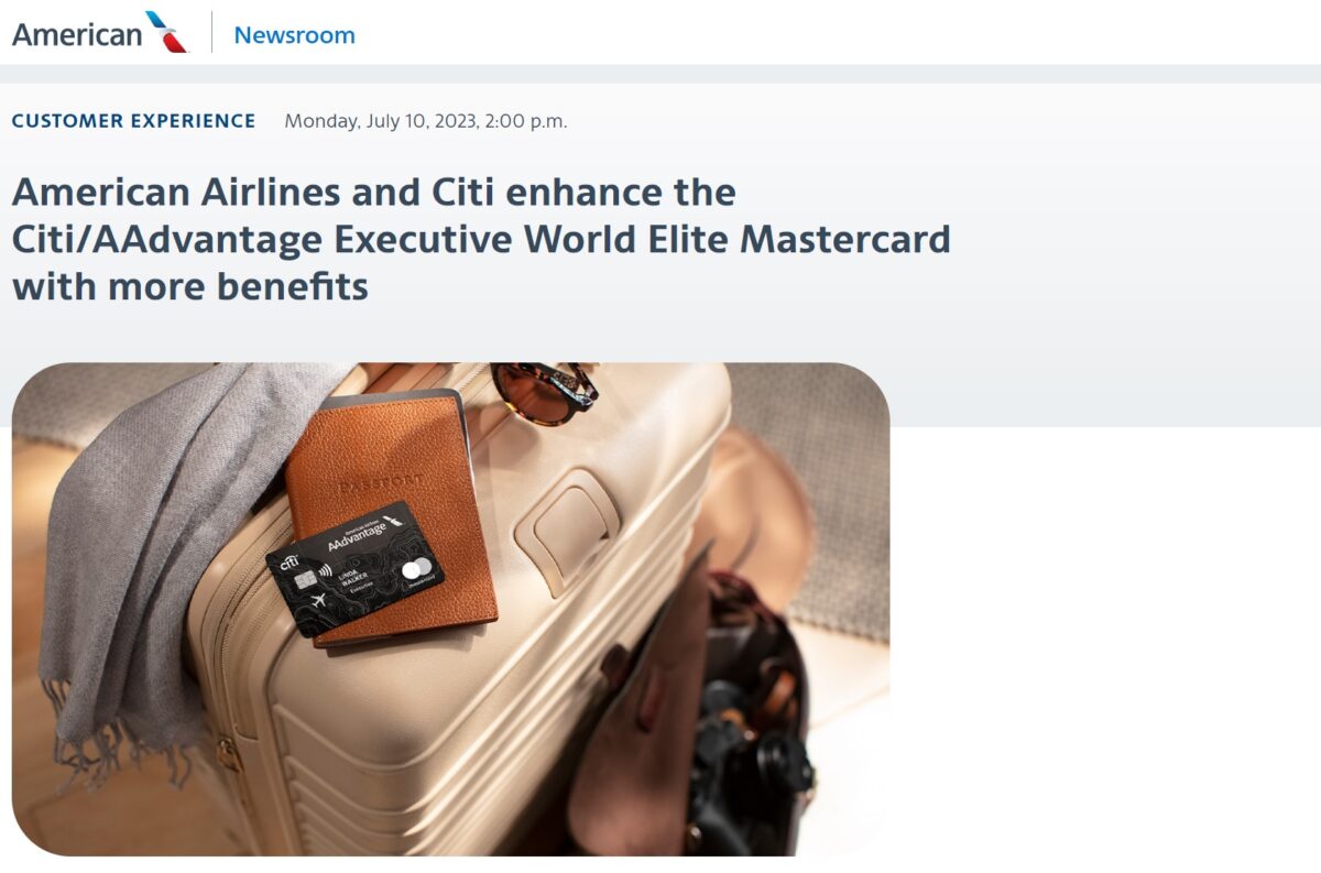 AA "enhances" the Citi Executive card and encourages spend elsewhere