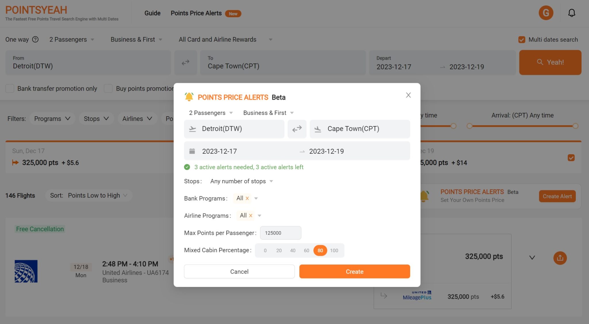 Pointsyeah: Free flight award searches and alerts (now possible to search for child award seats)