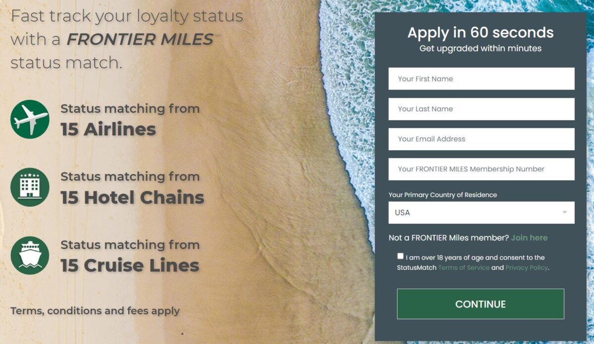 (EXPIRED) Frontier Status Match From Hotel Or Airline Programs