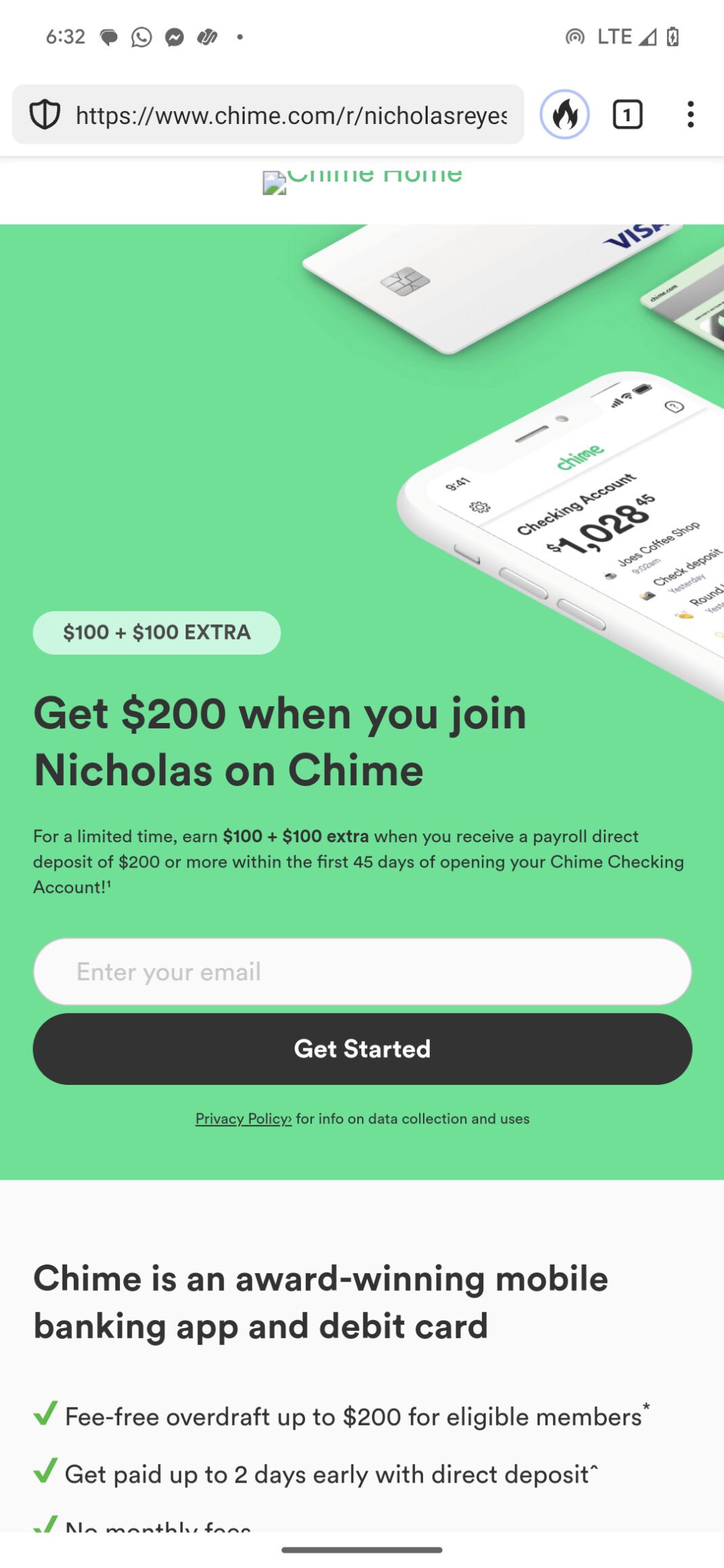 [Now only $100, previously $200] Easy checking account bonus with Chime
