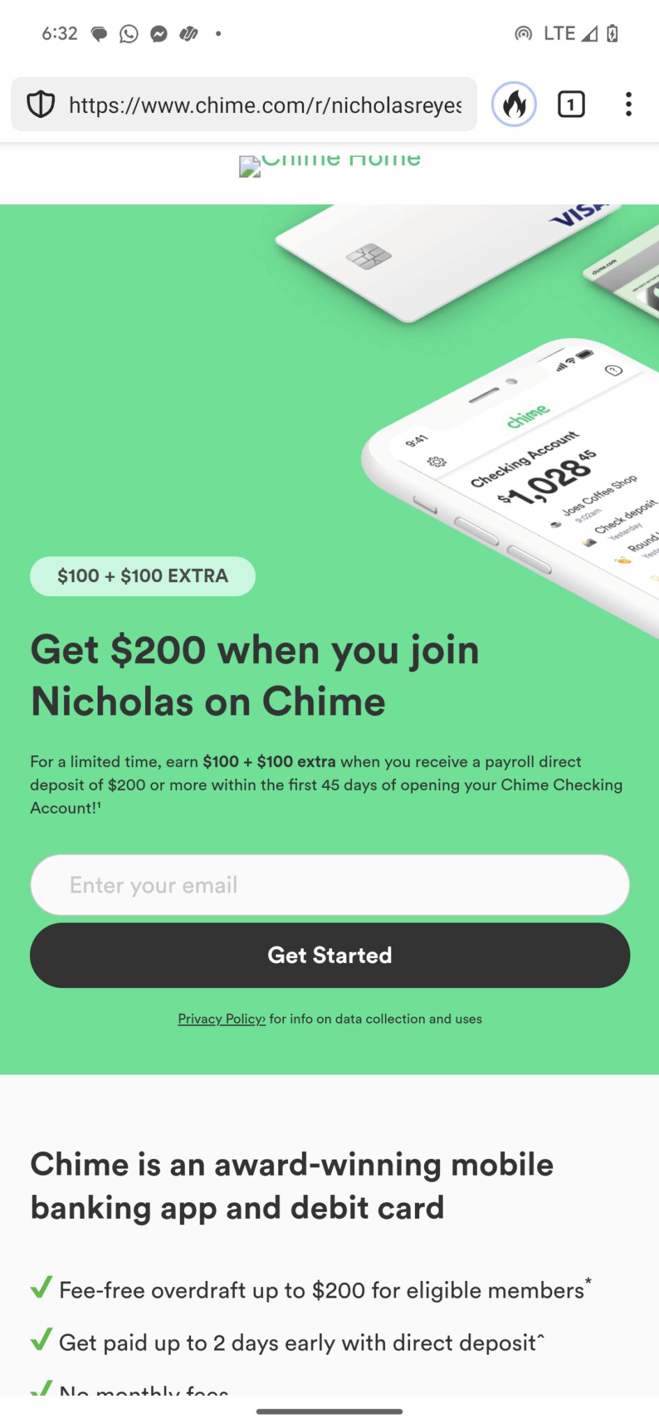 [Now only $100, previously $200] Easy checking account bonus with Chime