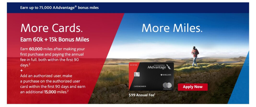 Barclays Aviator Red now up to 75,000 miles with two purchases