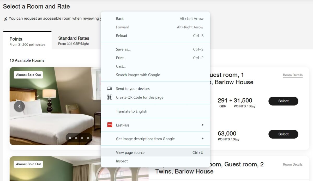 Marriott's secret award chart