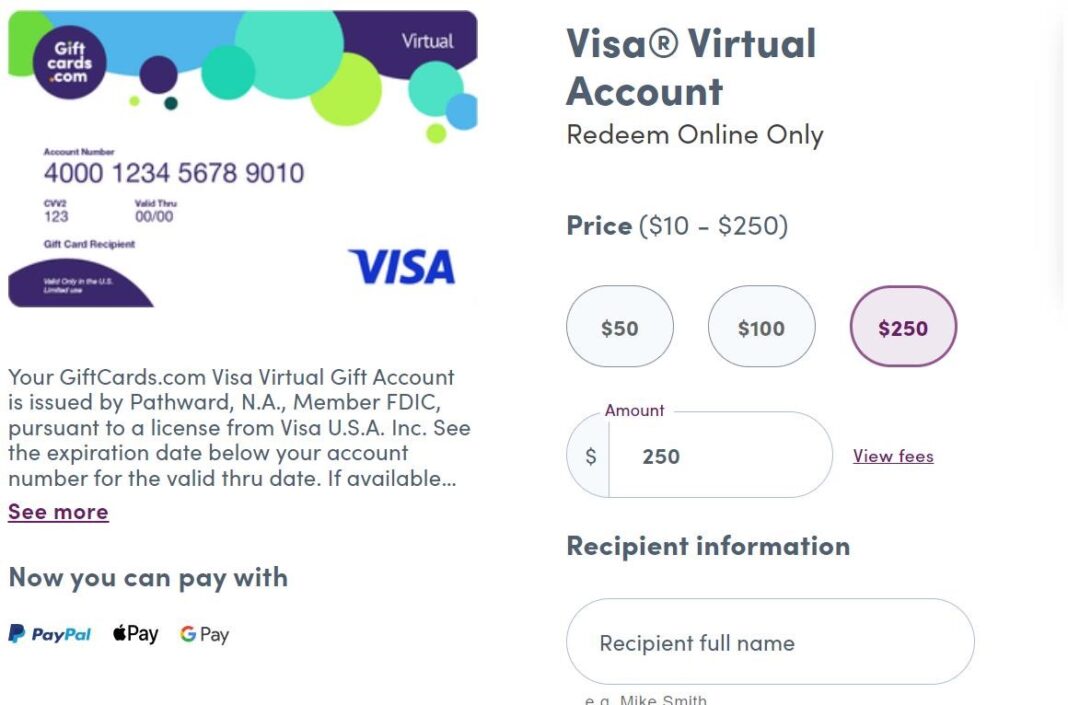 (EXPIRED) Giftcards.com: No purchase fees on $100 Virtual Visa Gift Cards