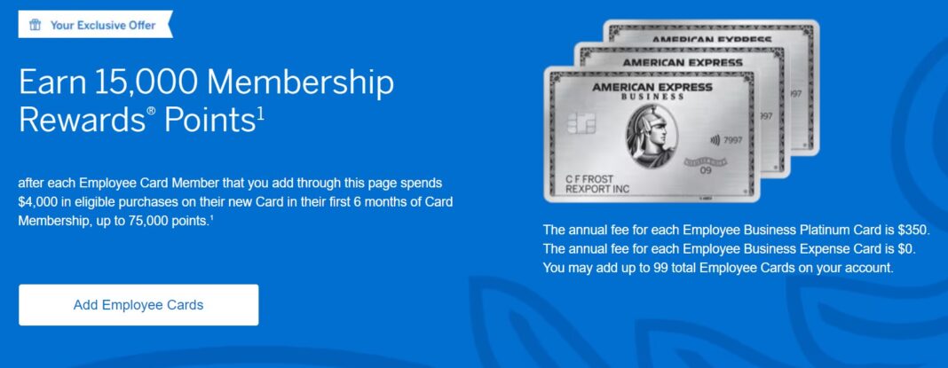 Amex Business Card Offer: Earn up to 75K points with employee cards ...