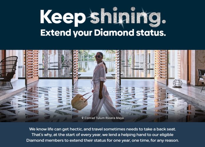 (EXPIRED) Hilton again offering one year Diamond Status extensions
