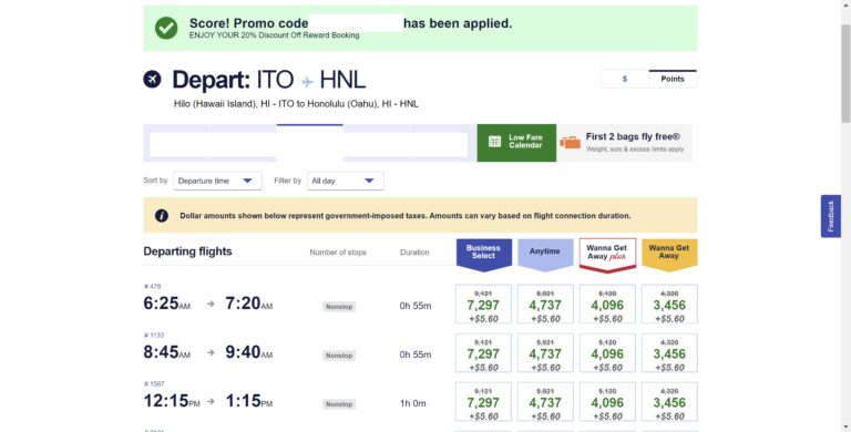 Ongoing Southwest promo for 20% off award flights within 14 days