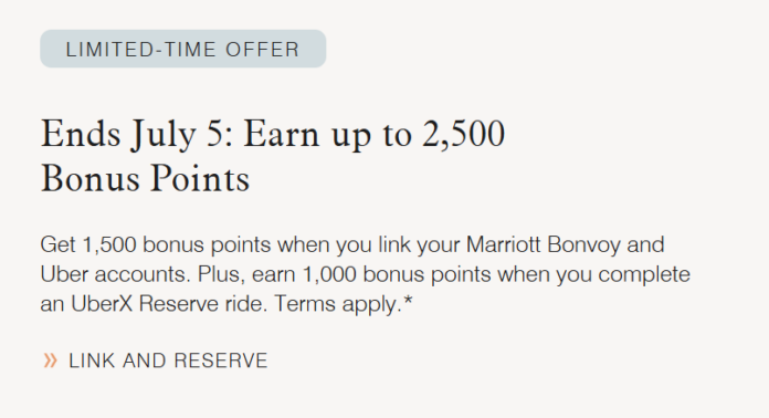 (EXPIRED) Earn 2,500 Marriott points when linking Uber account