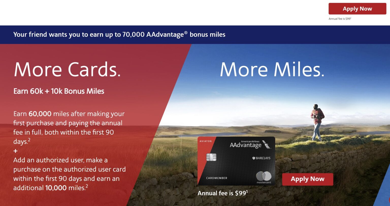 Up to 70K miles with Aviator Red referral offer