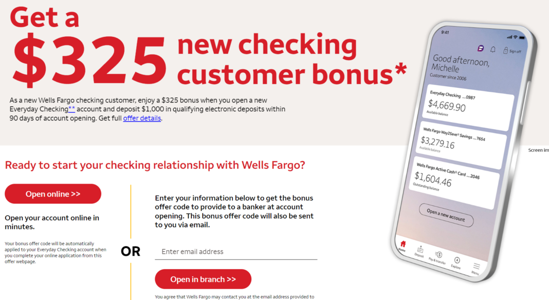 (Expired) Easy $325 Bonus with a new Wells Fargo Checking Account