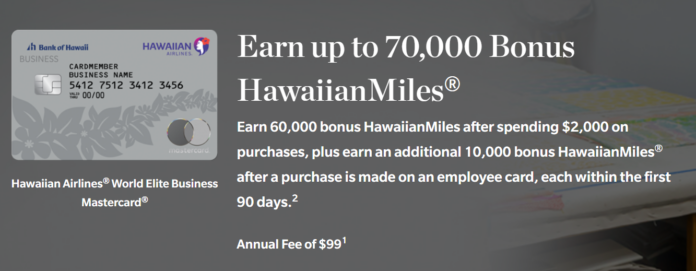 (Expired) Hawaiian Business Mastercard: Increased 70K welcome offer