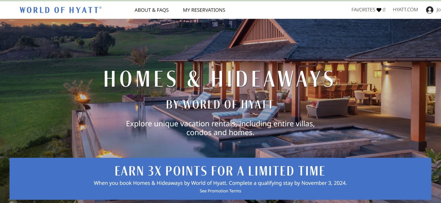 (EXPIRED) World of Hyatt offering 3x points on Homes & Hideaways stays