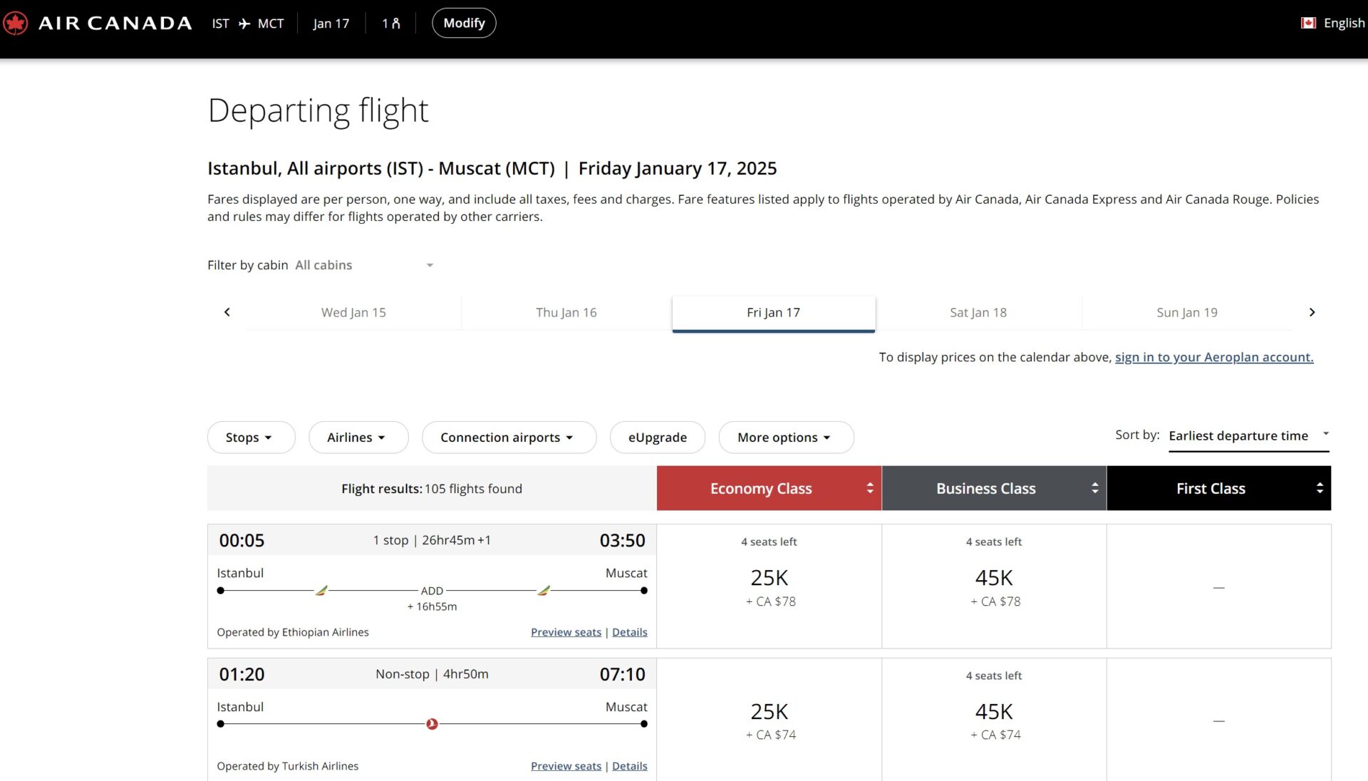 Understanding the Air Canada Aeroplan award chart