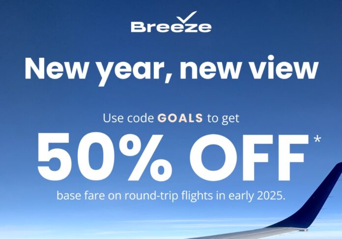 (EXPIRED) Breeze Airways: Save 50% on base fares with promo code GOALS ...