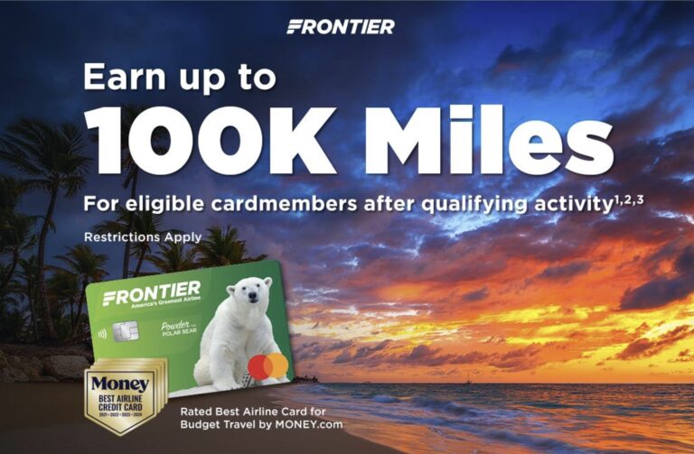 Frontier card 100,000 miles offer for co-branded airline cardholders