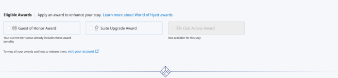 Hyatt Suite Upgrades & Club Access awards can now be applied online