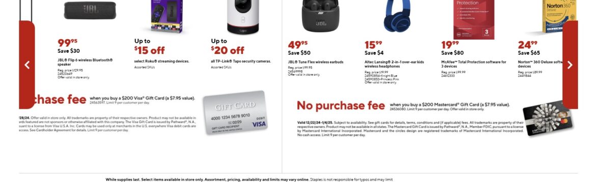 (EXPIRED) Staples no purchase fee Visa AND Mastercard deal starts 12/22