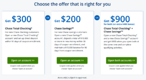$900 bonus with a new Chase checking and savings account