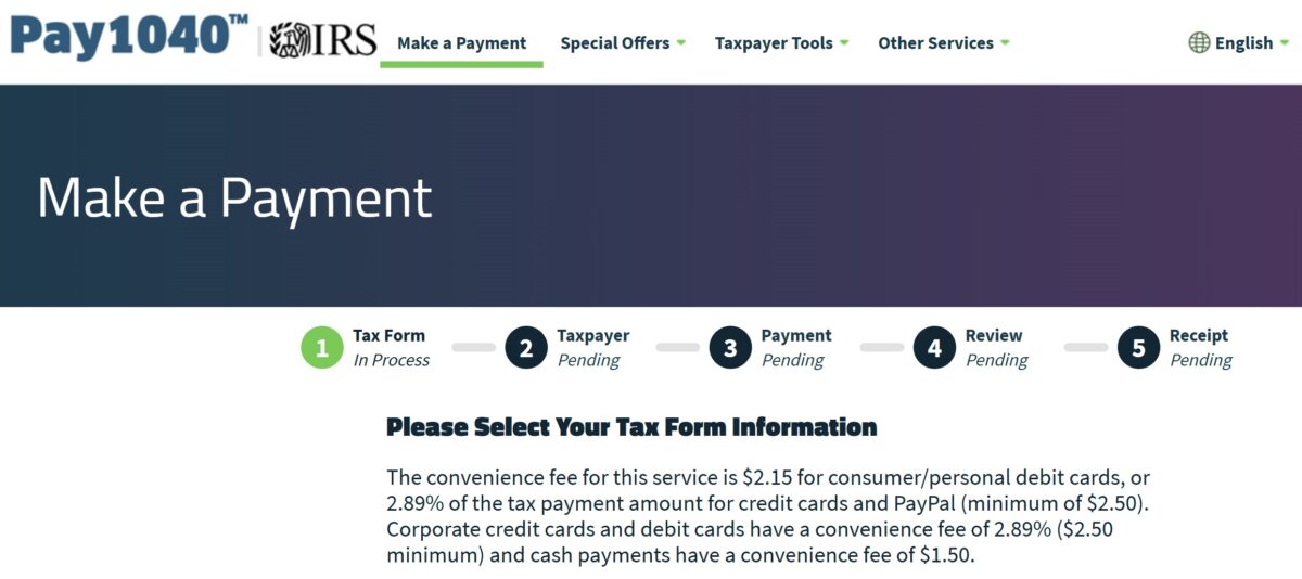 Pay1040 increase fee to 2.89% for some tax payments by credit card