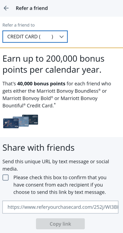 Chase now lets you generate referral links for all cards in one place