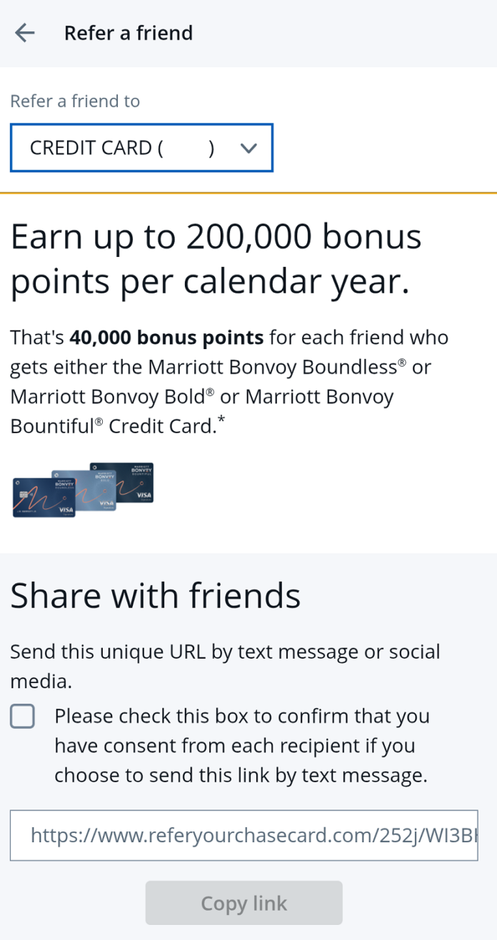 Chase now lets you generate referral links for all cards in one place
