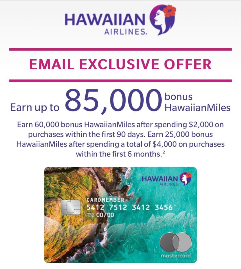 Targeted 85K Hawaiian Airlines Mastercard offer sent out via email
