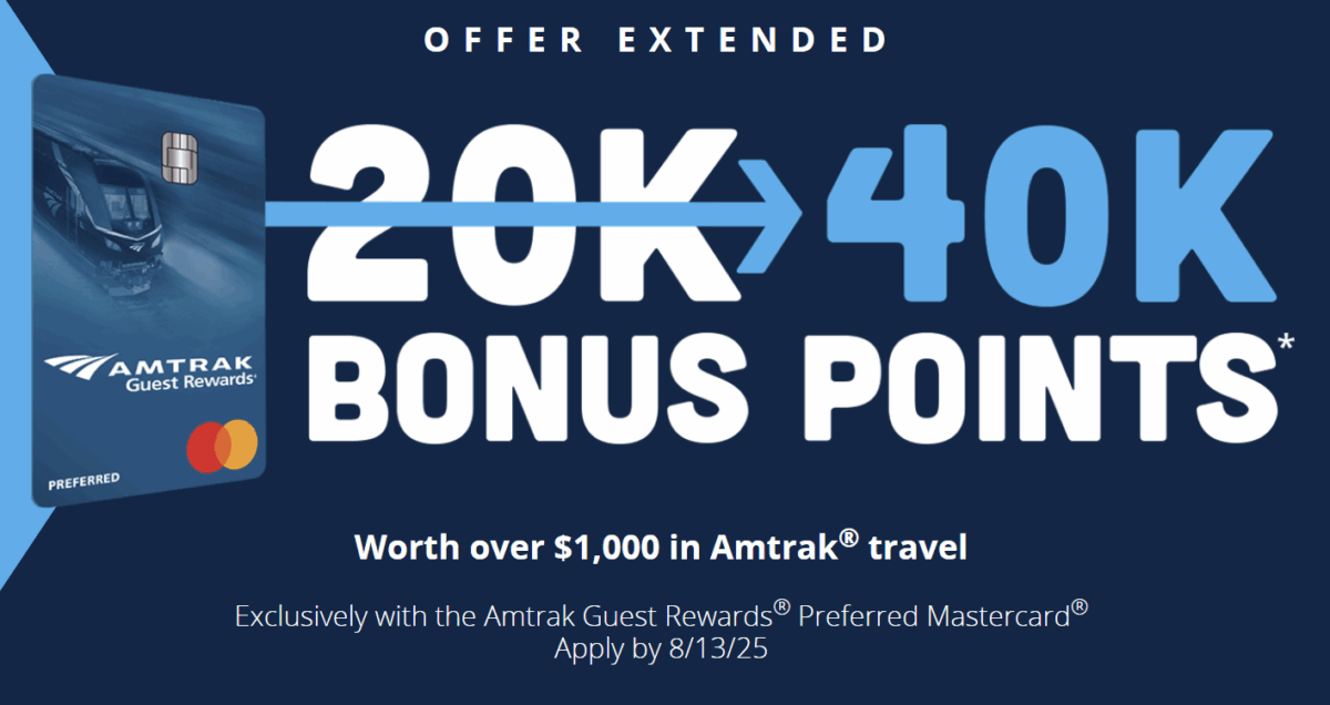 (EXPIRED) Amtrak card's highly valuable 40K offer returns (extended)