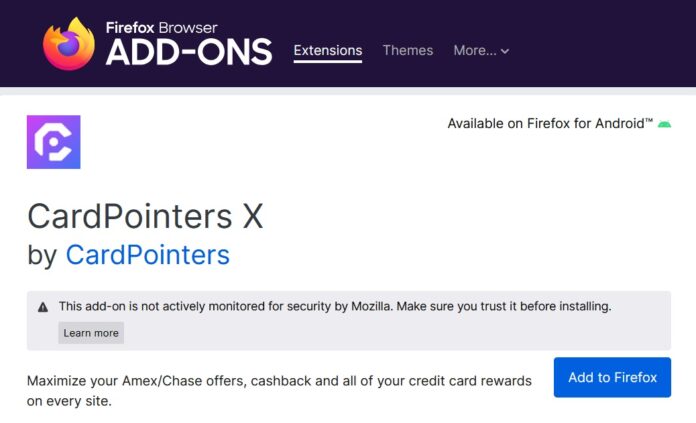 CardPointers now has a Firefox browser add-on