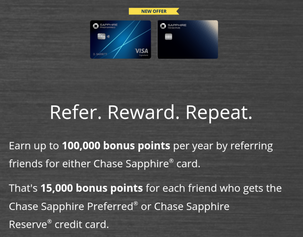 Referrals to/from Chase Sapphire Reserve & Preferred cards are back ...