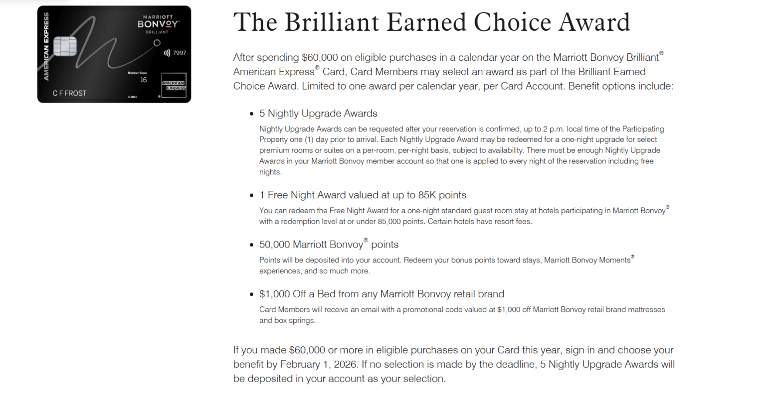 Marriott Brilliant adds 50K points bonus as Choice Benefit