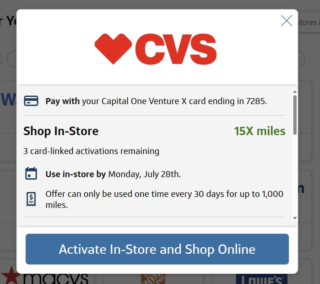 15x / 15% at CVS (up to 1K bonus points) with Capital One card-linked offer